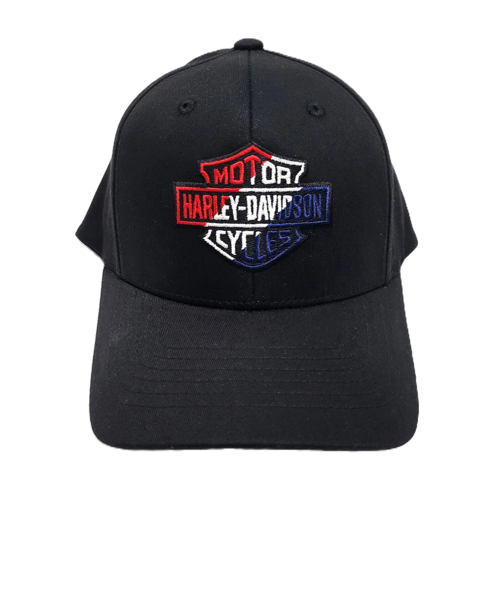 Savannah Harley-Davidson Men's RWB Flex Hat - Black\Red, White & Blue
